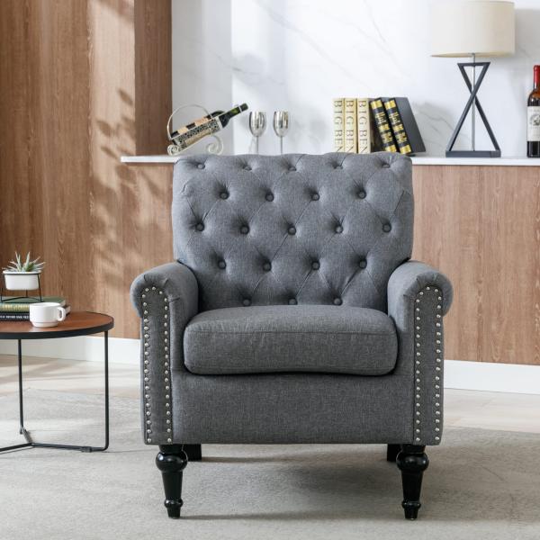 商品名:  SYING88 Accent Chair, Upholstered Button Tufted Armchair, Linen Fabric Sofa Chairs for Bedroom, Living Room, Mid-C...