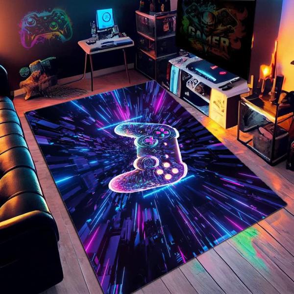 商品名:  FLYGRL Gaming Area Rug Gamepad Controller on Digital Background Non-Slip Floor Soft Carpet Boys Teens Bedroom Game...