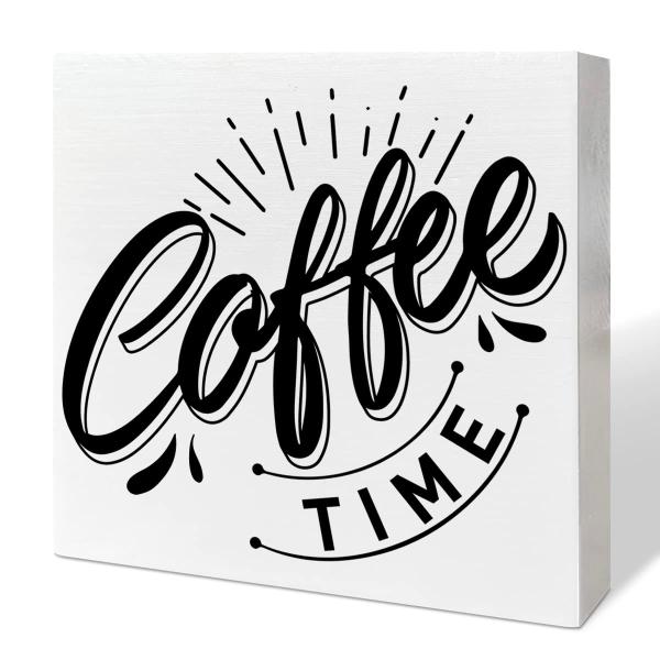 商品名: コーヒーテーブル装飾 木製ボックスサイン オフィス/ホーム/キッチン/コーヒーデコレーション/コーヒーバー/コーナー/カフェショップ/コーヒー愛好家/女性/男性への誕生日ギフト コーヒータイム Coffee Table Decor...