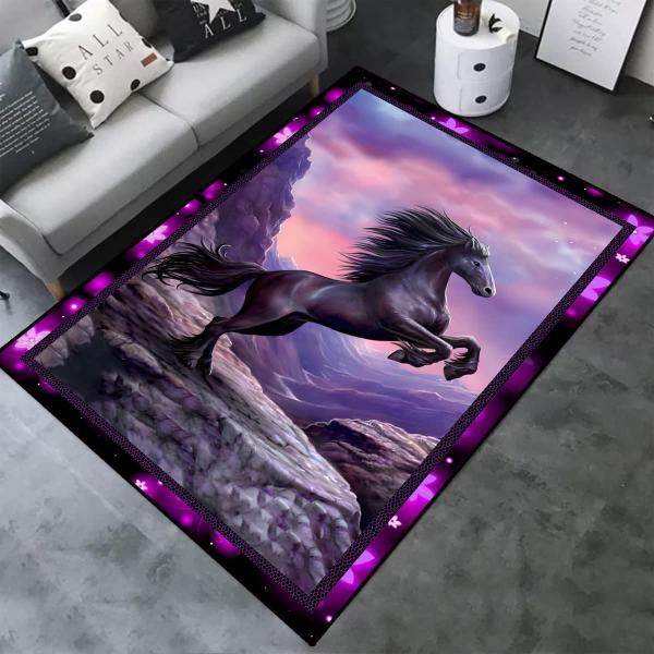 商品名:  Animal Soaring Horse on Cliff Bedroom Decor Large Area Rugs, Running Horse Carpets Non Slip Rubber, Sofa Floor Mat...