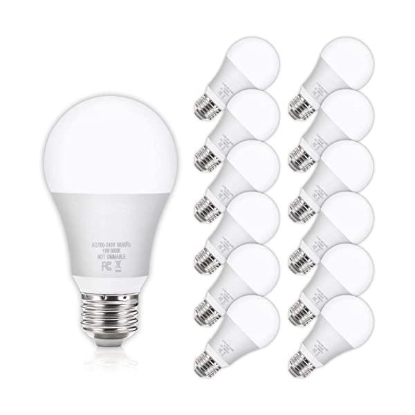 商品名:  Yochoice 12Pack A19 LED Light Bulbs 100 Watt Equivalent 5000K Daylight White, No Flicker E26 Medium Screw Base Bul...