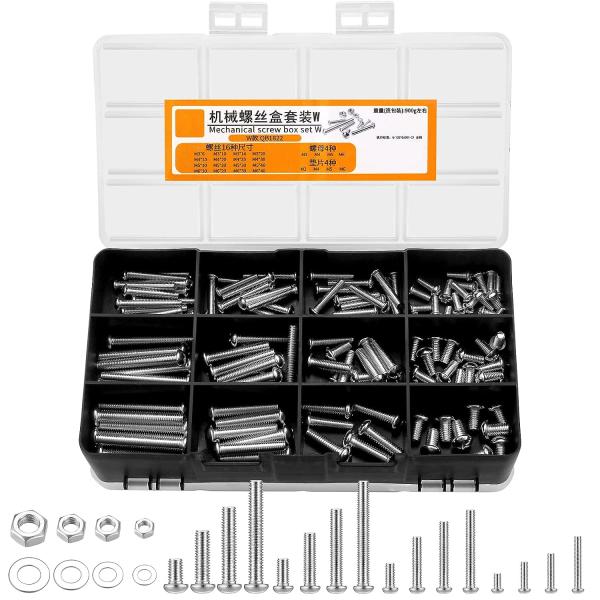 商品名948 STK Maschinen Schrauben mit Sechskant Muttern und Unterlegscheiben Sortiment Kit Linsenkopfschrauben, Kreuzschlit...