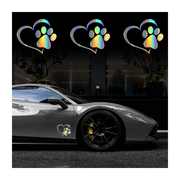 商品名: BELOMI 犬の足跡 ラブ ハート ビニール カーデカール 3パック ペット 子犬 足跡 デカール 自動ウィンドウ バンパー ノートパソコン 壁 その他用 ラブデコレーションステッカー カーアクセサリー SUV トラック用 (マ...