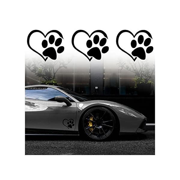 商品名: BELOMI 犬の足跡 ラブ ハート ビニール カーデカール 3パック ペット 子犬 足跡 デカール 自動ウィンドウ バンパー ノートパソコン 壁 その他用 ラブデコレーションステッカー カーアクセサリー SUV トラック用 (ブ...