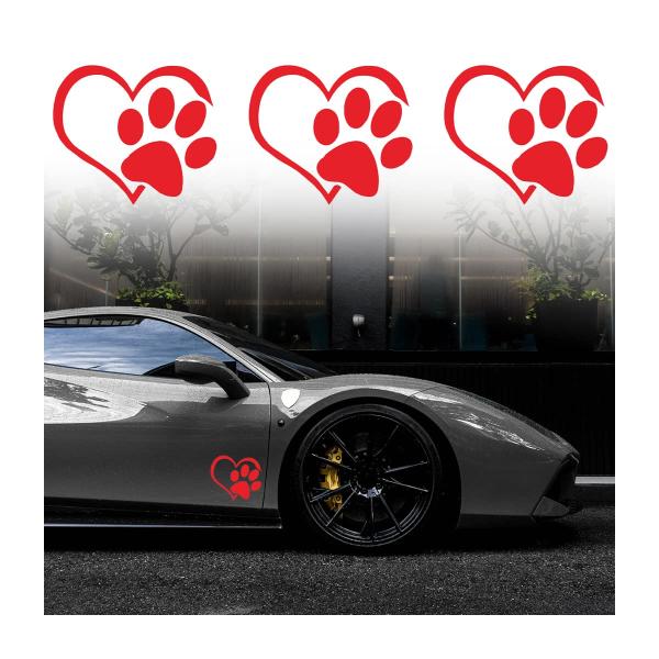 商品名: BELOMI 犬の足跡 ラブ ハート ビニール カーデカール 3パック ペット 子犬 足跡 デカール 自動ウィンドウ バンパー ノートパソコン 壁 その他用 ラブデコレーションステッカー カーアクセサリー SUV トラック用 (レ...