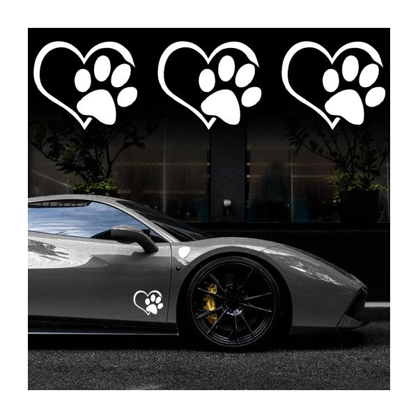 商品名: BELOMI 犬の足跡 ラブ ハート ビニール カーデカール 3パック ペット 子犬 足跡 デカール 自動ウィンドウ バンパー ノートパソコン 壁 その他用 ラブデコレーションステッカー カーアクセサリー SUV トラック用 (ホ...
