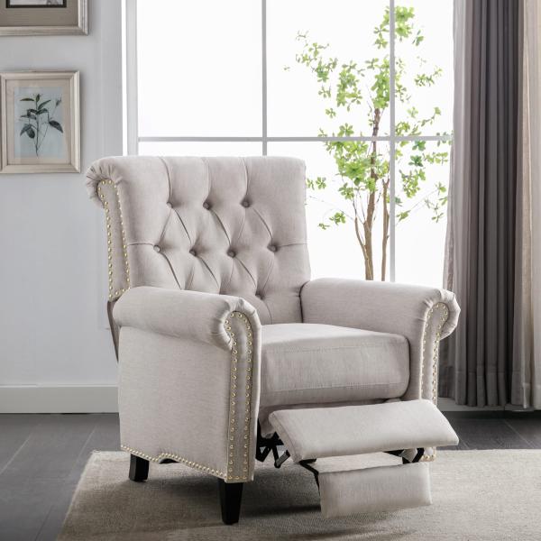 商品名:  Pushback Recliner Chair Upholstered Lounge Sofa Chair with Nailheads Roll Arm, Tufted Back, Adjustable Home Theate...