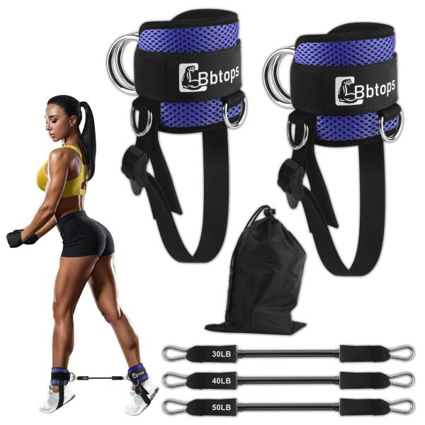 商品名: Bbtops ブーティーアンクルレジスタンスバンド カフ付き アンクルストラップ 抵抗バンド付き 調節可能 快適フィット ネオプレン ヒップ臀筋エクササイズ用 抵抗バンド レディース ワークアウト フィットネス ピラティス パープ...