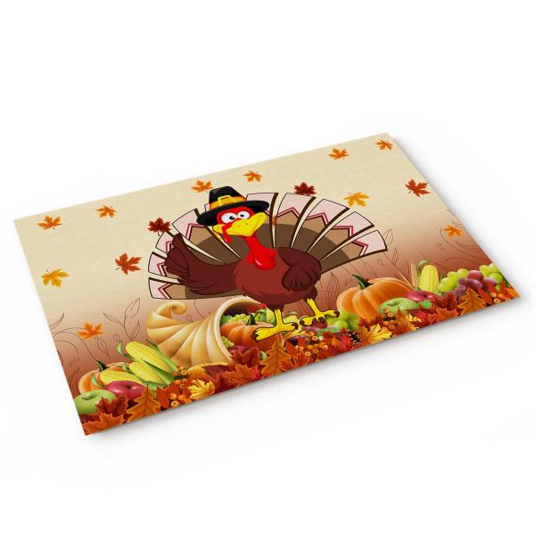 商品名:  Thanksgiving Turkey Doormats Rugs- Fall Leaf Autumn Harvest Pumpkin Non-Slip Entrance Door Mats Carpet Indoor for ...