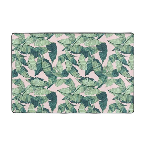 商品名:  Green Palm Tree Leaves Pink Area Rug 2x3 Ft, Washable Small Entryway Rug Indoor Door Mat, Non-Skid Soft Floor Rug ...