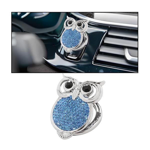 商品名: AUCELI キラキラ光るフクロウ クリスタル カーエンジン スタート ストップ ボタンカバー、ダイヤモンド ラインストーン プッシュトゥ スタート ボタン キー イグニション 保護デカール、車内装飾ステッカー (ライトブルー) ...