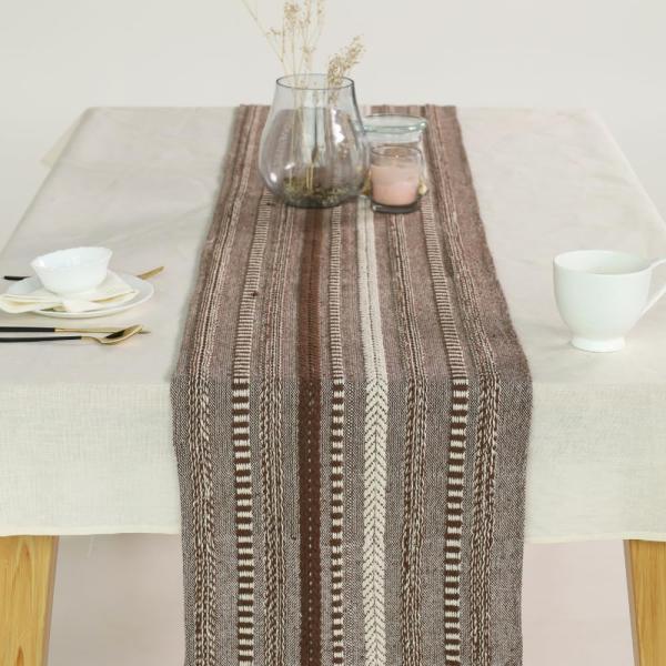 商品名: The Art Box ボーホー コットン生地 テーブルランナー ブラウン - 14x72インチ モダン ファームハウス 編組ストライプ キッチン ダイニングテーブルランナー タッセル 結婚式 ホームデコレーション The Art...