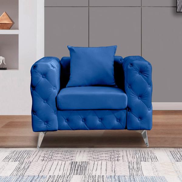 商品名:  BALUS Accent Chair with 1 Throw Cushion, Single Chair with Deep Button Tufted, Modern 39'' Velvet Upholstered Armc...