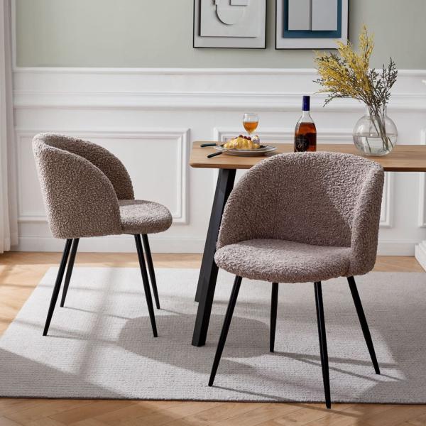 商品名:  Homedot Cozy Upholstered Armchair Set of 2,Fluffy Faux Fur Living Room Chair with Mid Backrest,Soft Sherpa Dining ...