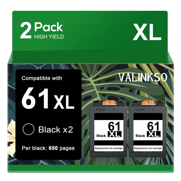 商品名:  Valinkso 61XL Ink Black High Yield Replacement for HP Ink 61 61XL Work with HP Envy 4500 5530 5534 5535 Deskjet 25...