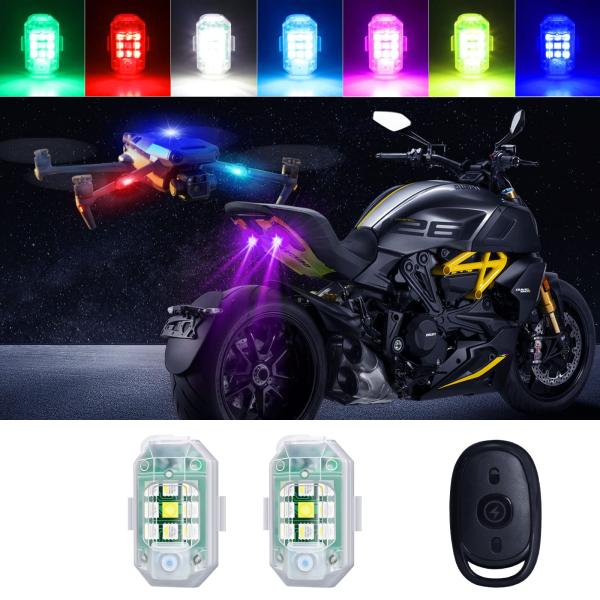 商品名:  7 Colors Wireless Led Strobe Anti-Collision Lights with Remote, USB Rechargeable Night Riding Motorcycles LED Airc...