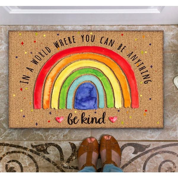商品名:  Doormats for Outdoor Entrance Home LGBT Rainbow in A World Where You Can Be Anything Be Kind Doormat Family Home D...