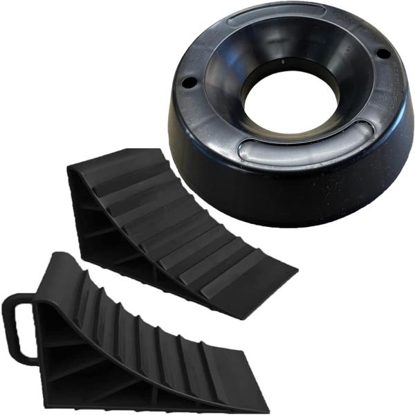 商品名Wheel Chocks With Handles Set of 2 Tyre Saver Brake Stoppers Ridged Wedges for Cars Caravan Horsebox Motorhome (2x Ch...