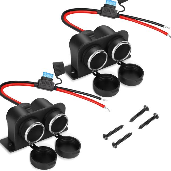 商品名:  2PCS Cigarette Lighter Socket with Blade Fuse, 2-Socket Cigarette Lighter Splitter 12V Lighter Power Outlet Replac...