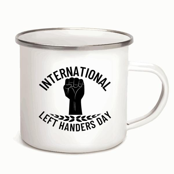 商品名:  Unique for Left Handers on International Left Handers Day 12oz Enamel Silver Mugブランド: BlackJune商品サイズ: Small商品番号: 色...