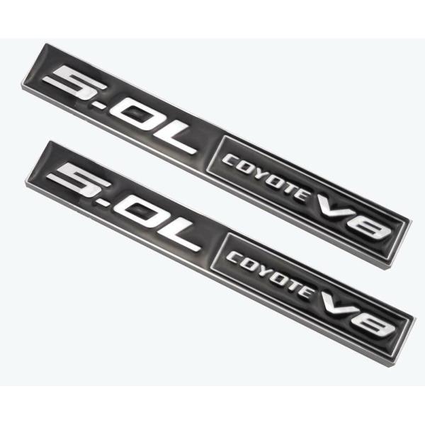 商品名:  2pcs 5.0 Coyote V8 Emblem 3D Trim Fender Hook Trunk Badge Decal Sticker Nameplate Replacement for 150 Mustang (Chr...
