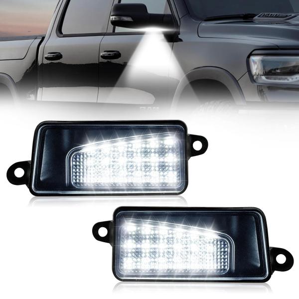 商品名: D-Lumina LEDミラー水たまりライトアセンブリ 2019 2020 2021 2022 Dodge Ram 1500 18-SMD 6000K ホワイト アンダーミラーLED水たまりランプ 2個パック D-Lumina L...
