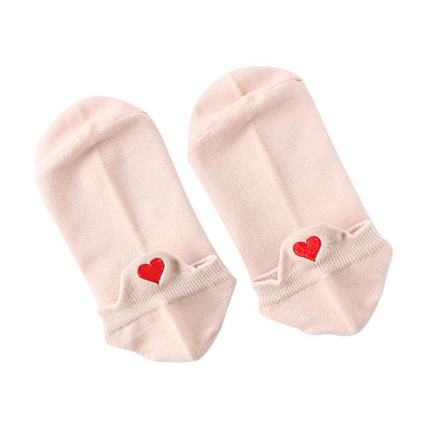 商品名:  Women Heart Pattern Socks Embroidered Comfort Cotton No Show Socks Wicking Breathable Low Cut Above Ankle (Beige, ...