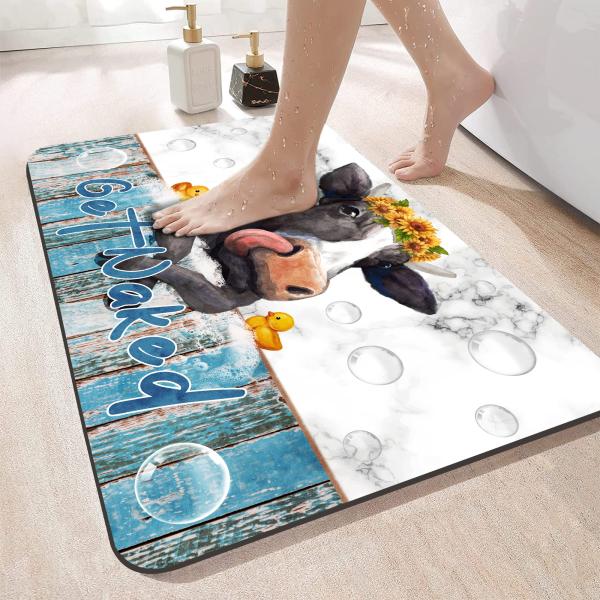 商品名:  Cow Bath Mat Rug, Farmhouse Extra Soft Absorbent Door Mat, Non-Slip Rubber Backing Quick Dry Floor Mat Carpet Deco...