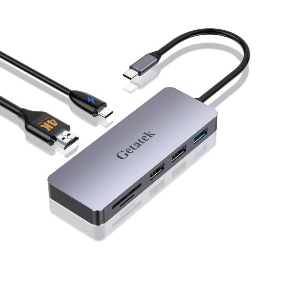 商品名: Getatek USB Cハブマルチポートアダプター Type-C ハブアダプター 7イン1 HDMI 4K@30Hz 100W PD充電 2 USB 2.0 &amp; USB 3.0 5Gbpsデータポート TF/SDカードリ...