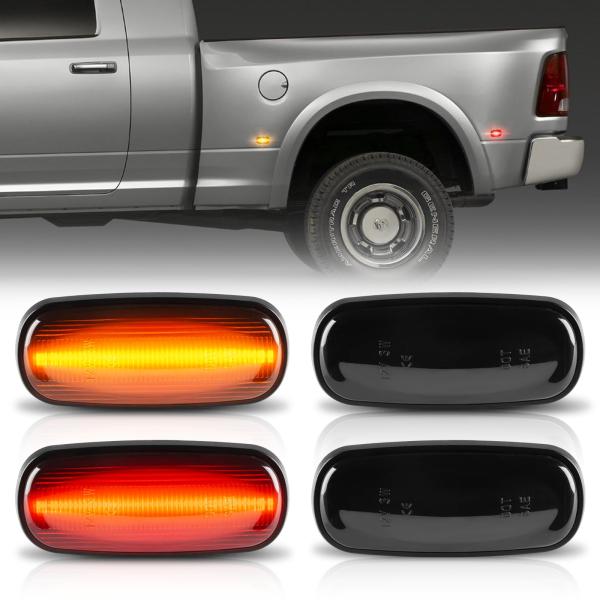 商品名:  Gempro LED Dually Fender Side Marker Lights for 2003-2009 Dodge Ram 2500 3500 Amber Red Dual Rear Wheel Bed Marker...