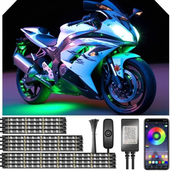 商品名:  12pcs Motorcycle Underglow LED Strip Light Kit Waterproof RGB Neon Accent Light Ground Effect Atmosphere Light Str...
