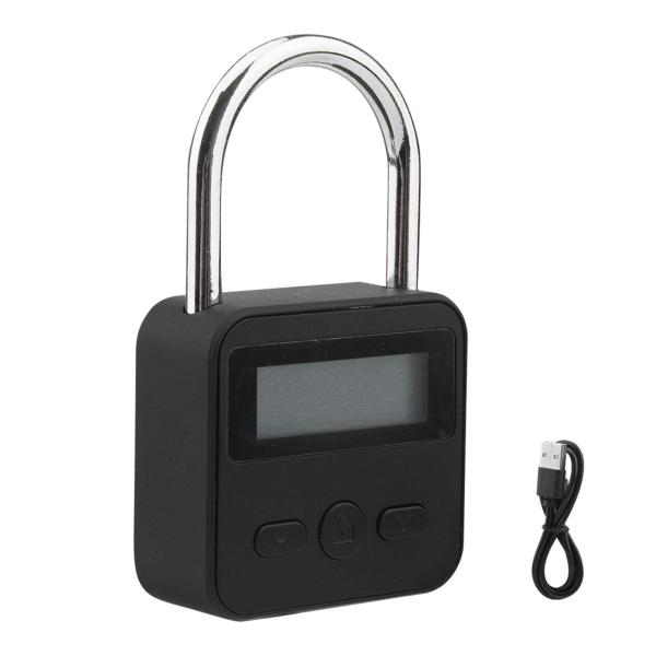 商品名: メタルタイマーロック LCDディスプレイ 多機能 電子タイマーロック 最大99時間 USB充電式 タイマー南京錠 (ブラック) Metal Timer Lock, LCD Display Multi-Function Electr...