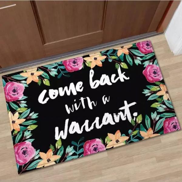 商品名:  Doormat 3D Printing Modern Come Back with A Warrant Funny Entrance Doormat Kitchen Door Mats Welcome Floor Carpet ...