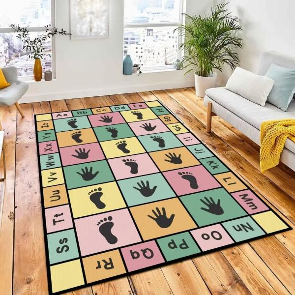 商品名:  Hopscotch Play Rugs Kids, ABC Alphabet Education Carpet, Playroom Bedroom Living Room Decor Learning mat (Pink,31x...