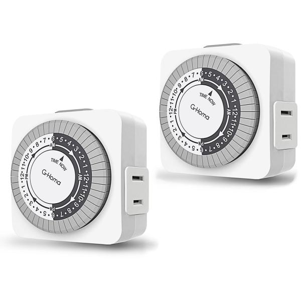 商品名:  G-Homa Light Timers Indoor,2 Prong 24-Hour Mini Lamp Timers 2 Pack,Daily Repeating Light Timer for Indoor Lights,G...