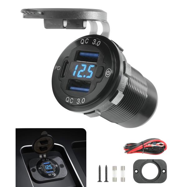 商品名:  ESEWALAS 12v USB Outlet, Quick Charge 3.0 Dual USB and PD USB C Socket Power Outlet with On Off Switch,12 Volt USB...