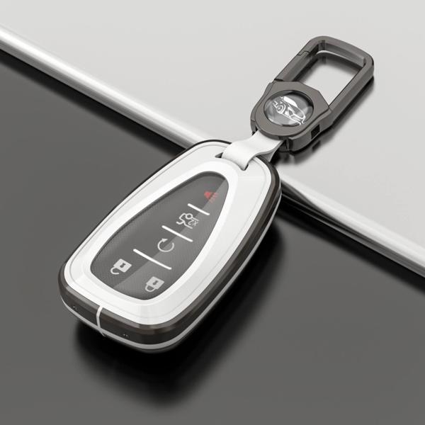 商品名: RYE シボレーキーフォブカバー シボレー アクセサリー TPU + 亜鉛合金キーフォブケース シボレー Equinox Malibu Camaro Traverse ブレザー ボルト ボルト スマートキー ホワイト RYE fo...