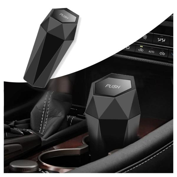 商品名: Aokdom ポータブル車用ゴミ箱 ダイヤモンドスタイル+蓋デザイン 防水 ミニゴミ箱 ほとんどの車のカップホルダーにフィット 自宅/オフィス/寝室/デスク/車のゴミ箱が車内を整理整頓 (ブラック/1個) Aokdom Porta...