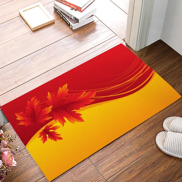 商品名:  Autumn Maple Leaf Entrance Floor Mat Personalized Doormat, Fall Harvest Welcome Door Mat, Low Profile Non Slip Ent...