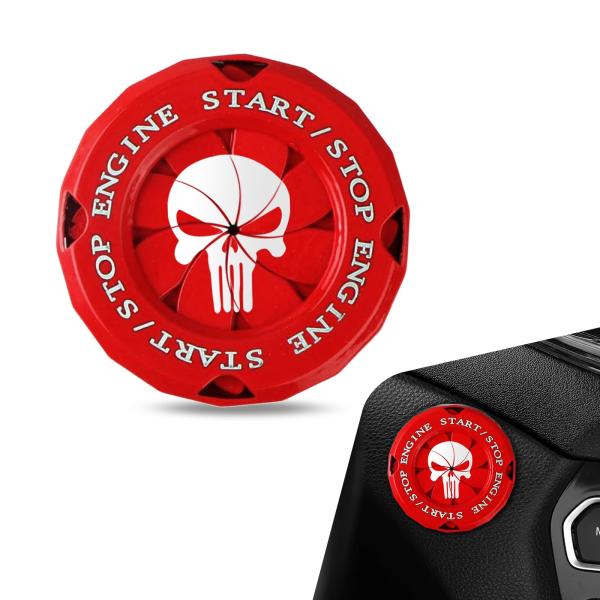 商品名: Sodcay ドクロ カープッシュスタートボタンカバー、カーロータリープッシュスタートボタンカバー、カーエンジンスタートストップボタンカバー、エンジン保護カバーステッカー(レッド) Sodcay Pack-1 Skull Car ...