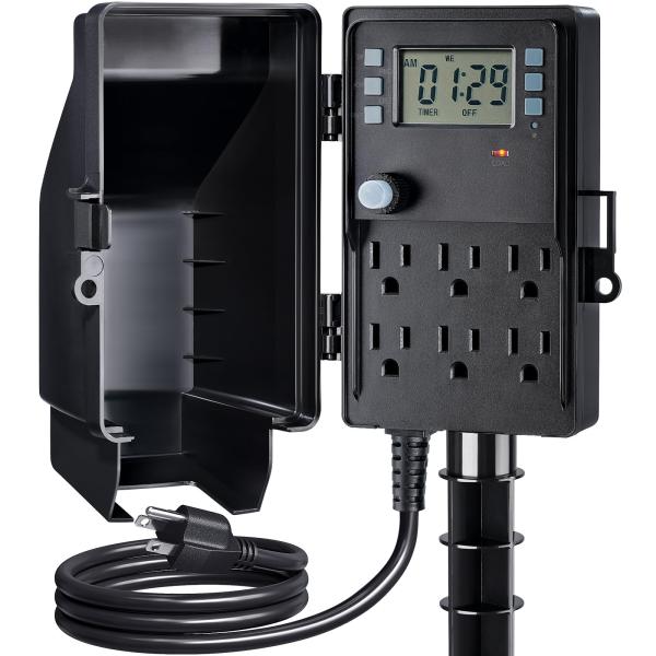 商品名: Suraielec デジタルパワーステークタイマー USTD16A SURAIELEC Outdoor Power Stake, 7-Day Programmable Digital Timer, Power Strip Weat...