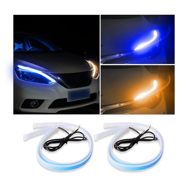 商品名:  Ziciner Car LED Headlight Strips, 2 Pcs Flexible Dual Color Turn Signal Lamp Strip, Waterproof LED Daytime Running...