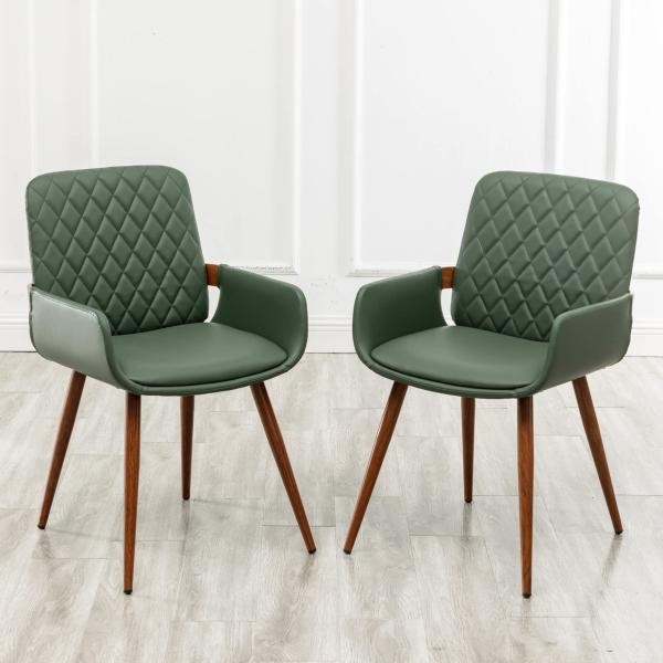 商品名:  LUNLING Mid Century Modern Dining Chairs Set of 2 Accent Faux Leather Chair Bentwood Frame with Armrest,Upholstere...