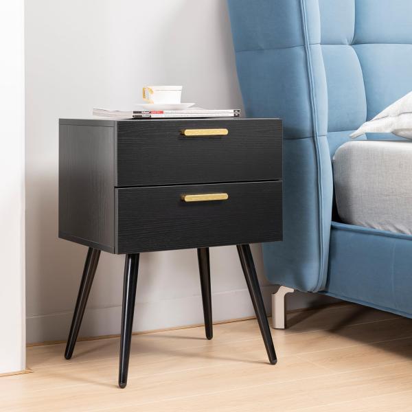 商品名:  Vastony Black Nightstand, Modern 2-Drawer Side Table, Stylish and Exquisite End Table/Bedside Table for Bedroom, L...