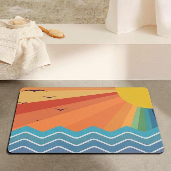 商品名:  Boho Bathroom Rugs Colorful Bathroom Rugs Non-Slip Modern Abstract Minimalism Rainbow Sun Stone Bath Rug Soft Mach...