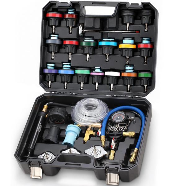 商品名: FOUR UNCLES 28ピース ユニバーサルラジエーター圧力テスター クーラント圧力テスターキット 冷却システム 圧力テスターキット 真空タイプ 冷却システム ツールキット ブラック FOUR UNCLES Radiator ...