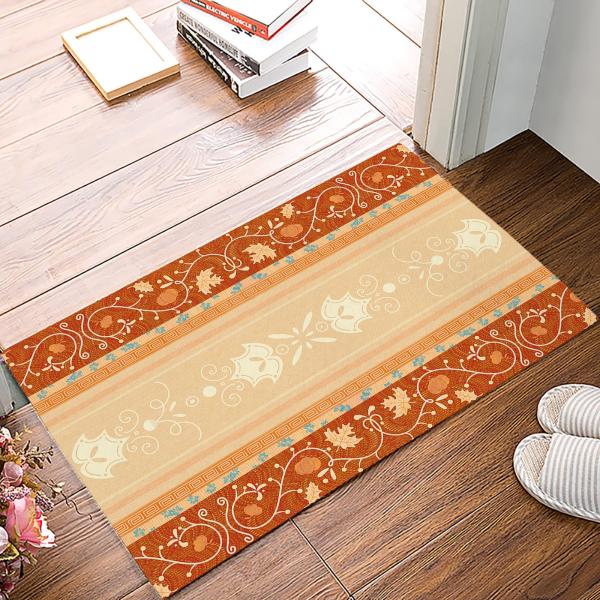 商品名:  Boho Ethnic Pumpkin Maple Leaf Entrance Floor Mat Personalized Doormat, Fall Thanksgiving Welcome Door Mat, Low Pr...