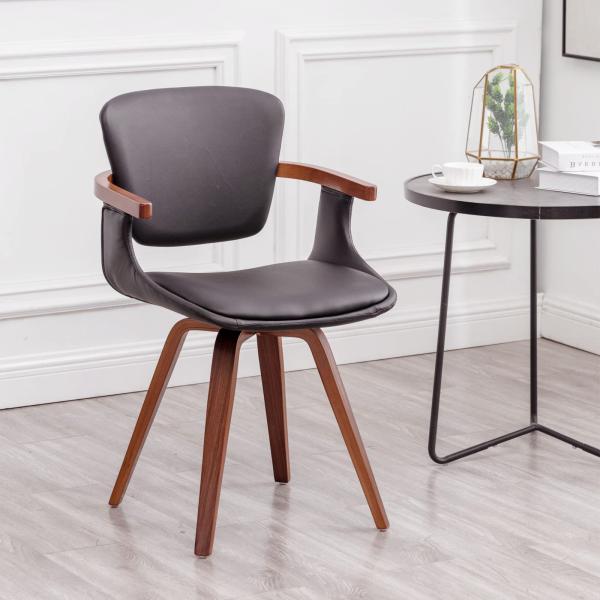 商品名:  LUNLING Dining Chairs Mid Century Modern 360°Swivel Black Faux Leather Accent Chairs with Wooden Frame Upholstered...