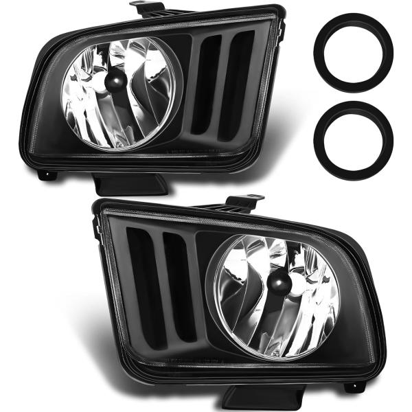 商品名Genful Fit for 2005-2009 05 06 07 08 09 2005 2006 2007 2008 2009 Ford Mustang ヘッドライトアセンブリ (ブラックハウジングクリアリフレクター)Genful ...