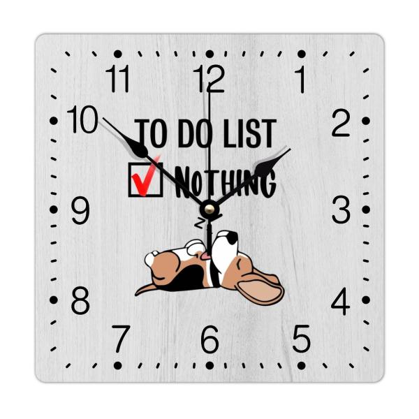 商品名:  Zyadsinoudor PVC Wall Clock to Do List Nothing Corgi Dog Hanging Clock Motivational 10in Square Silent Non-Ticking...